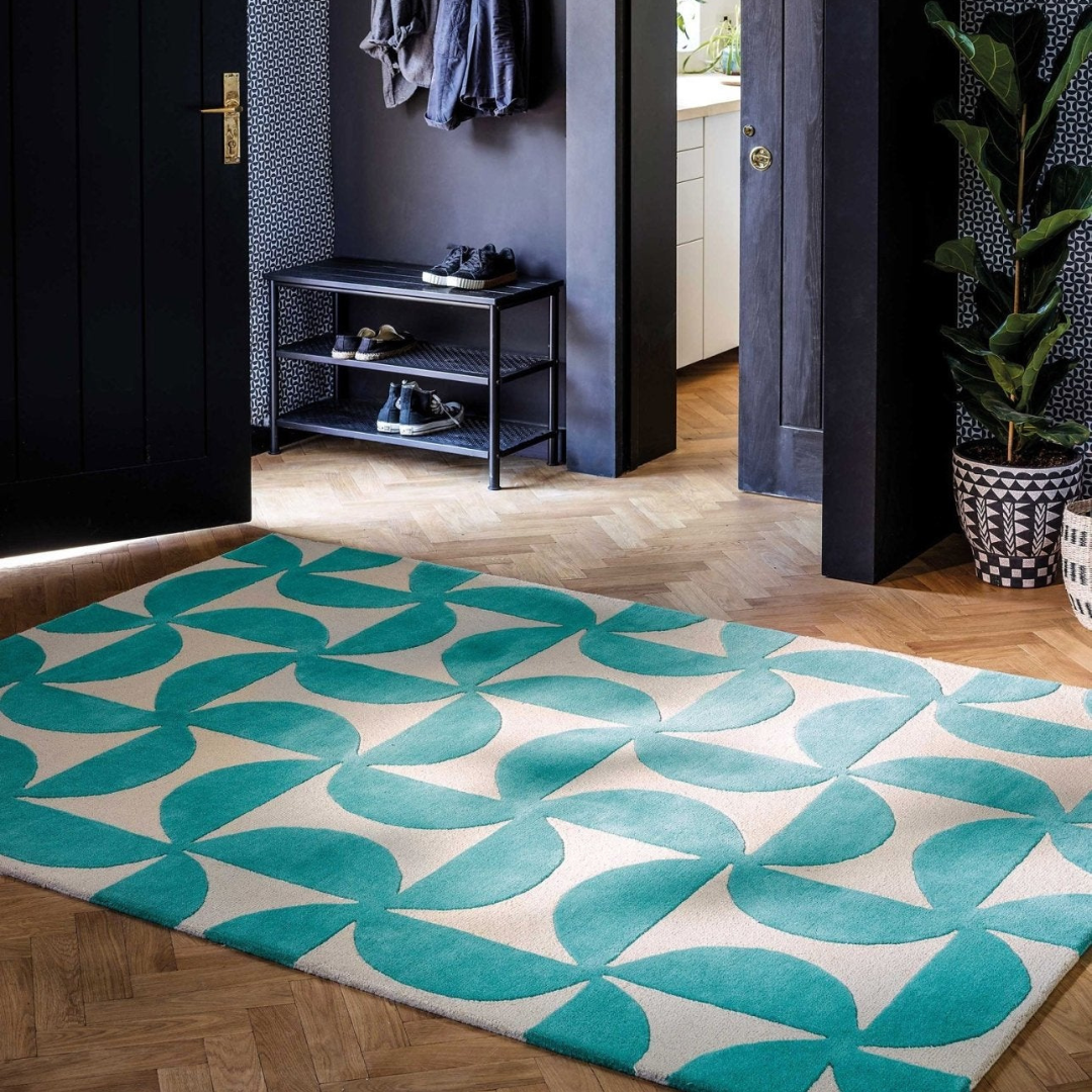 Geometric Teal Rugs – Love-Rugs