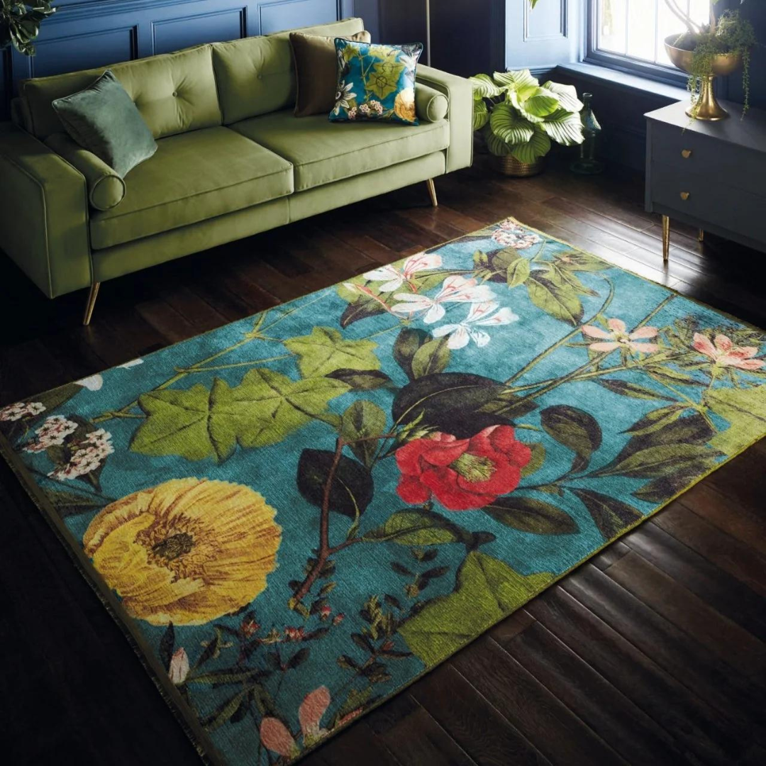 Floral Teal Rugs – Love-Rugs