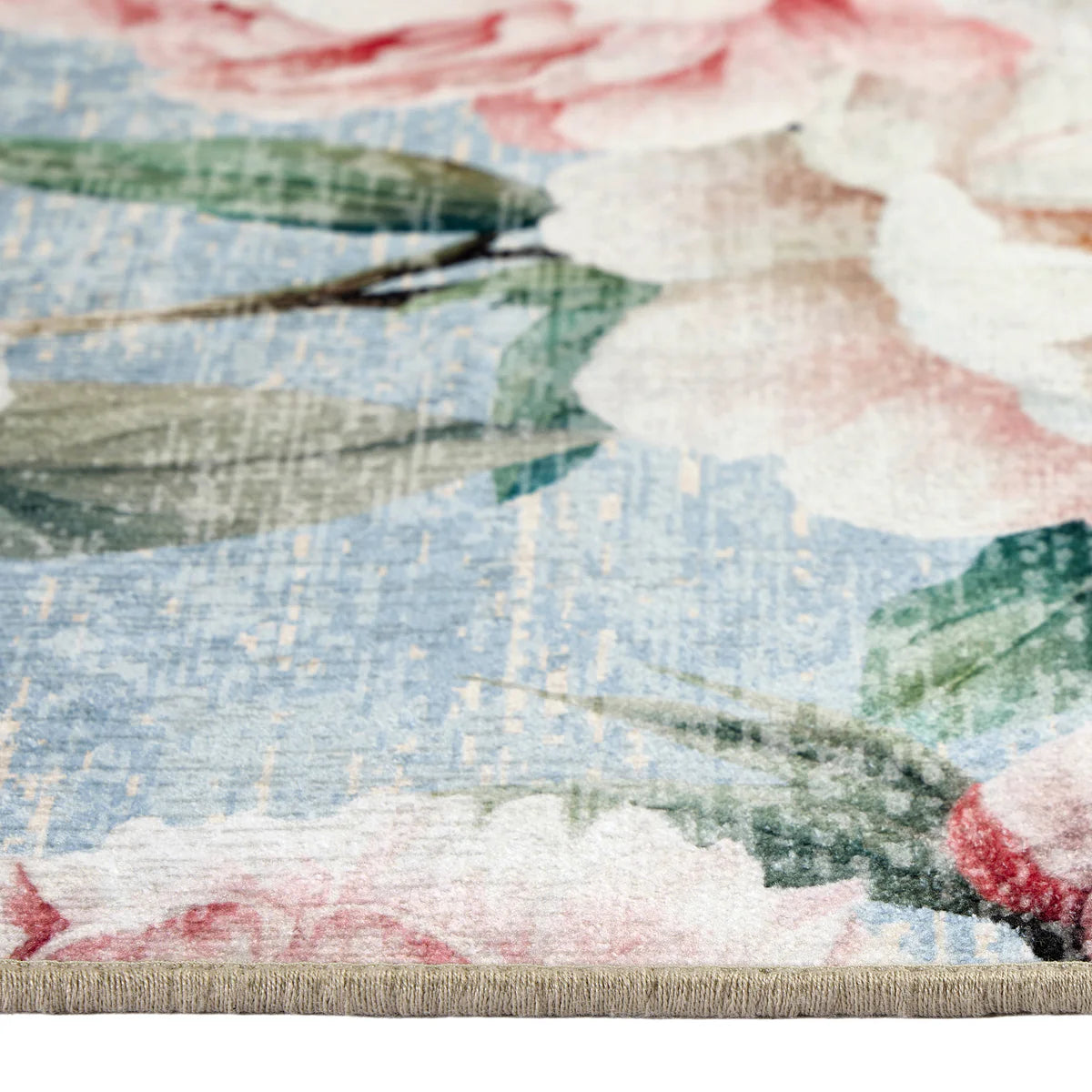 Hug Rug Eco-Washable Blooming Peonies Powder Blue Rug – Love-Rugs