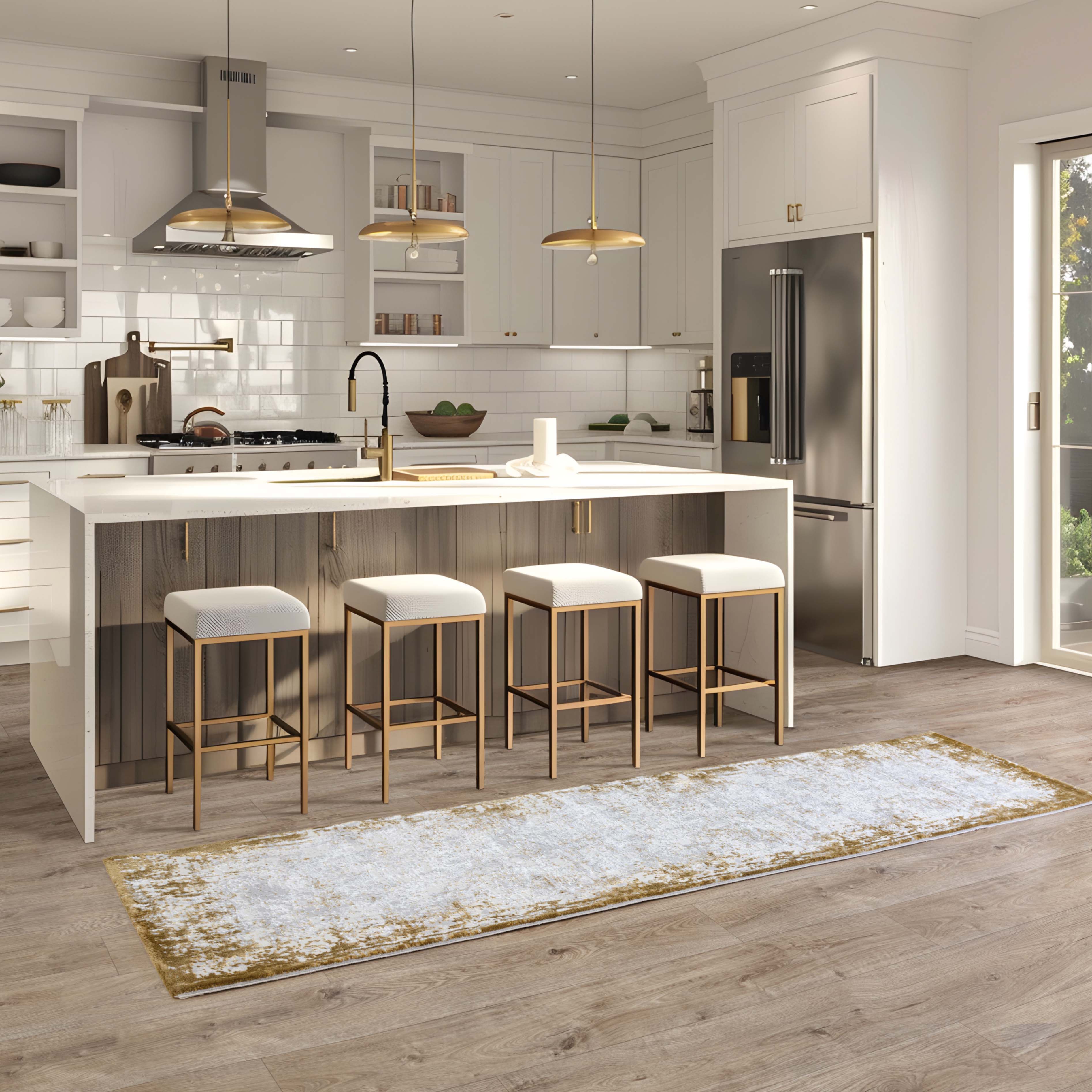 Kuza Borders Gold Runner Rug – Love-Rugs