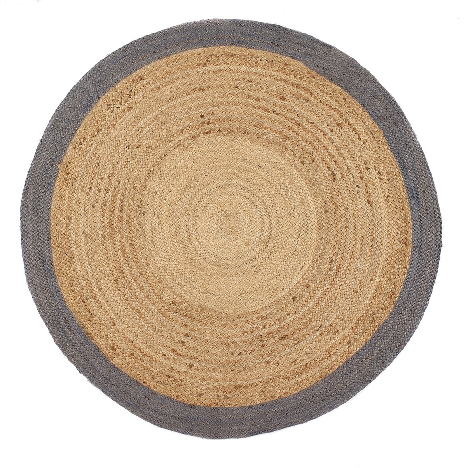 Jute Border Grey Round Rug – Love-Rugs