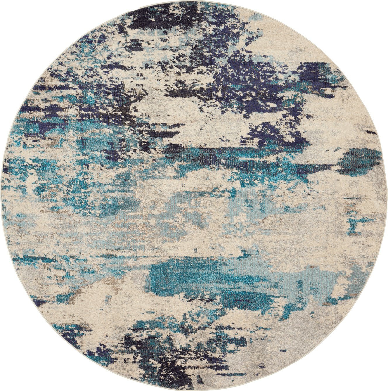 Nourison Celestial CES02 Ivory Teal Blue Round Rug – Love-Rugs