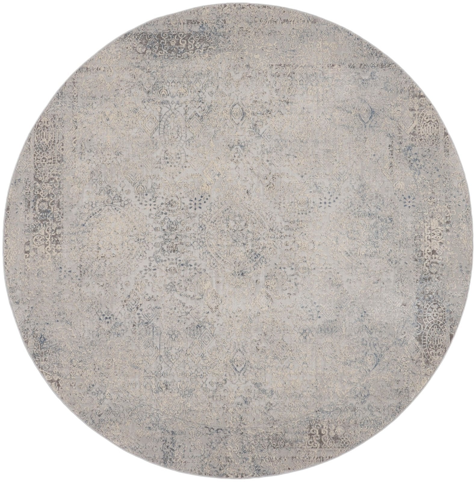 Nourison Rustic Textures RUS09 Ivory Light Blue Round Rug – Love-Rugs