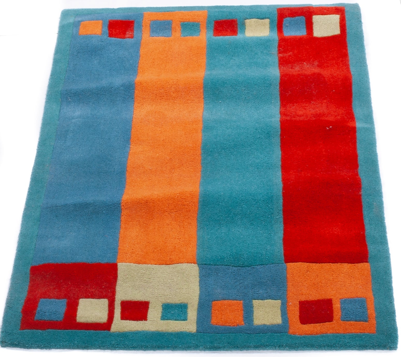 Teal Multi Blocks Rug – Love-Rugs